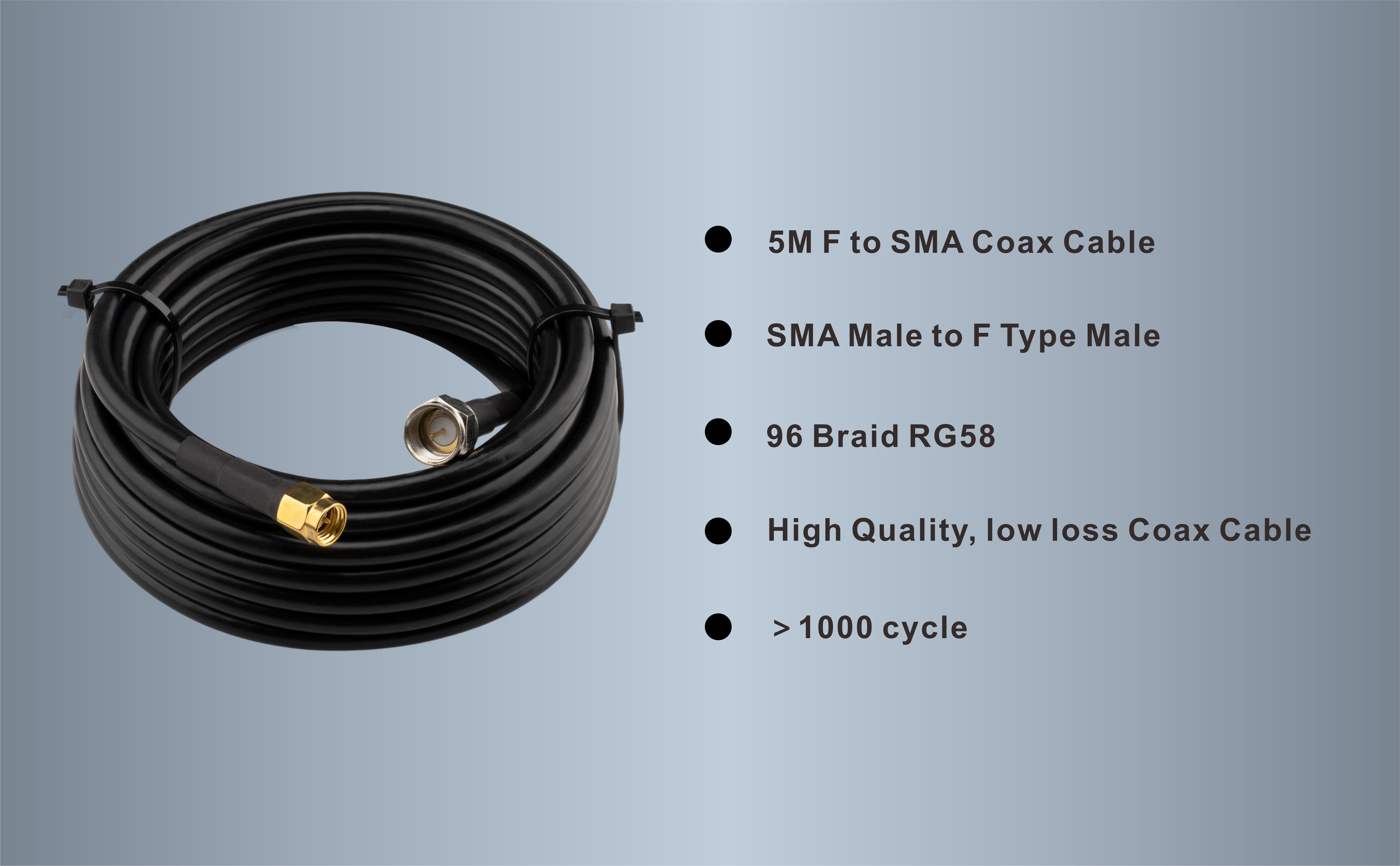 Boobrie F to SMA Cable 16.4ft SMA Male to F Type Male Coax Cable 5M RG – BOOBRIE