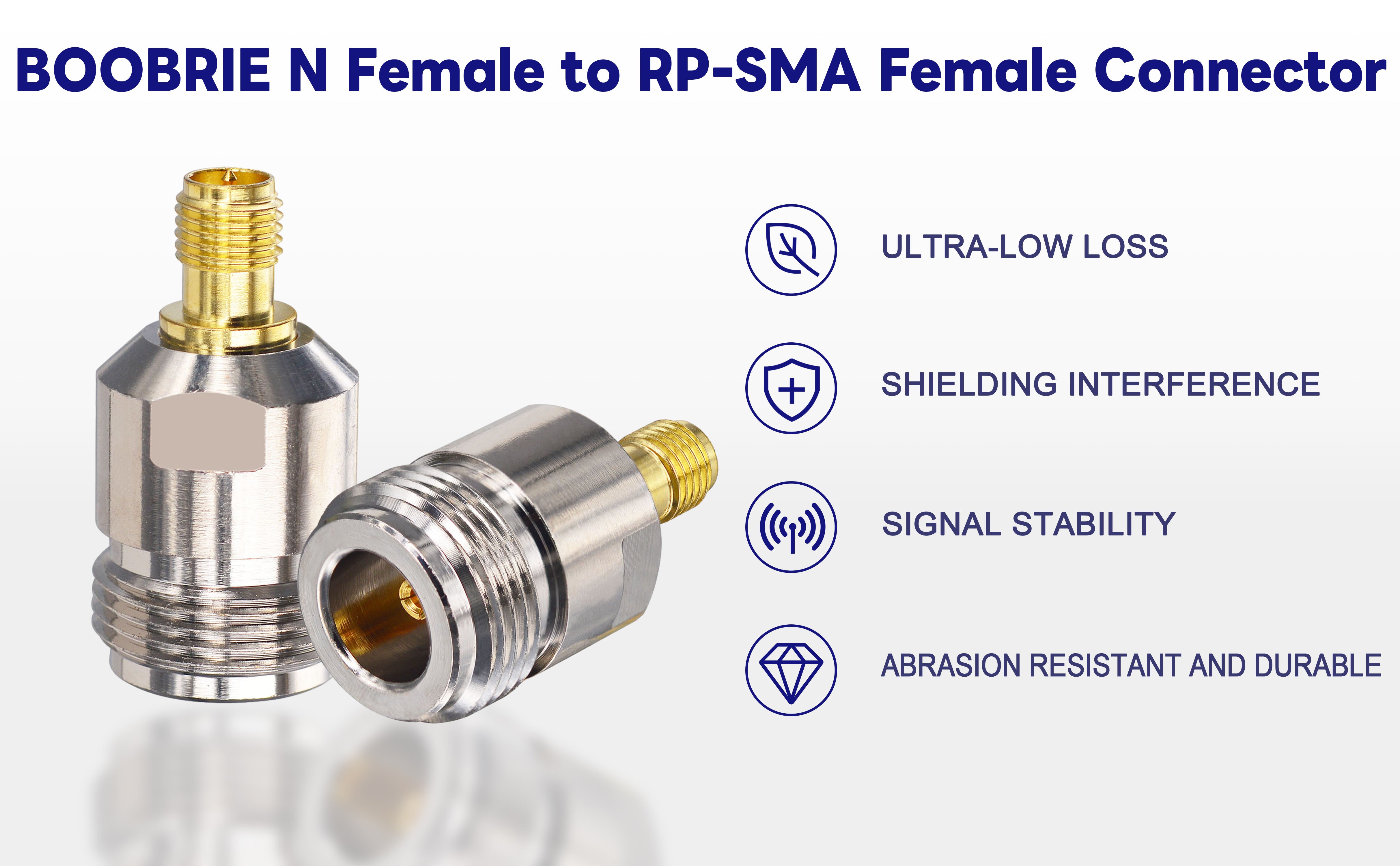 Boobrie 2PCS N Female to RP-SMA Female Adapter RF Coaxial Connector Re ...