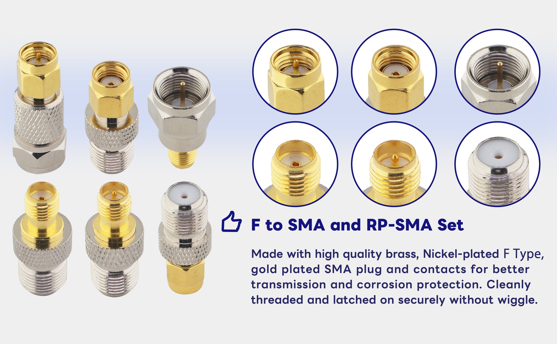 Boobrie F to SMA/RP-SMA Kit 6 Pack F Type to SMA and RP SMA Set SMA to ...