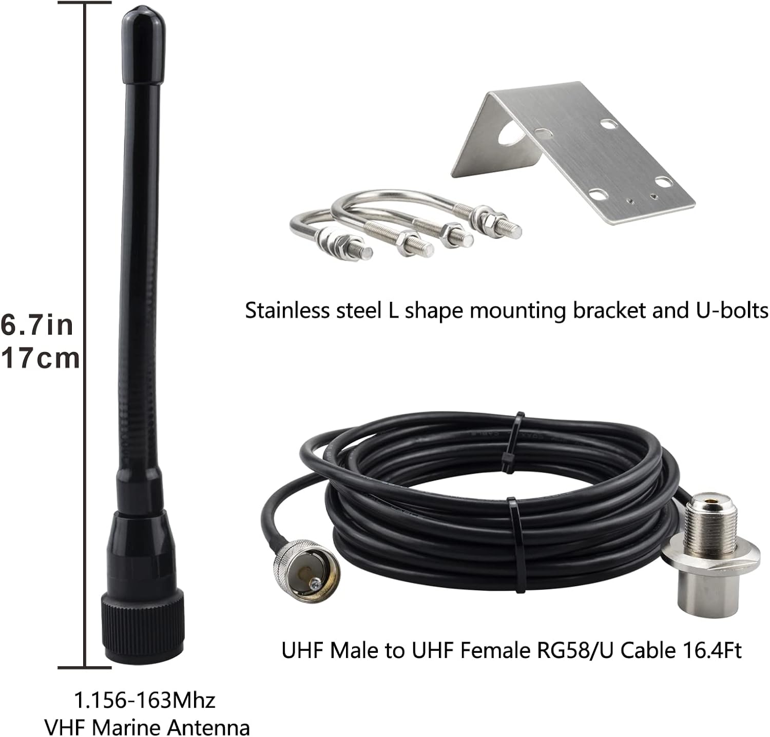 BOOBRIE 156-163MHz VHF Marine Antenna 20cm 2-4dbi Rubber Duck VHF Ante