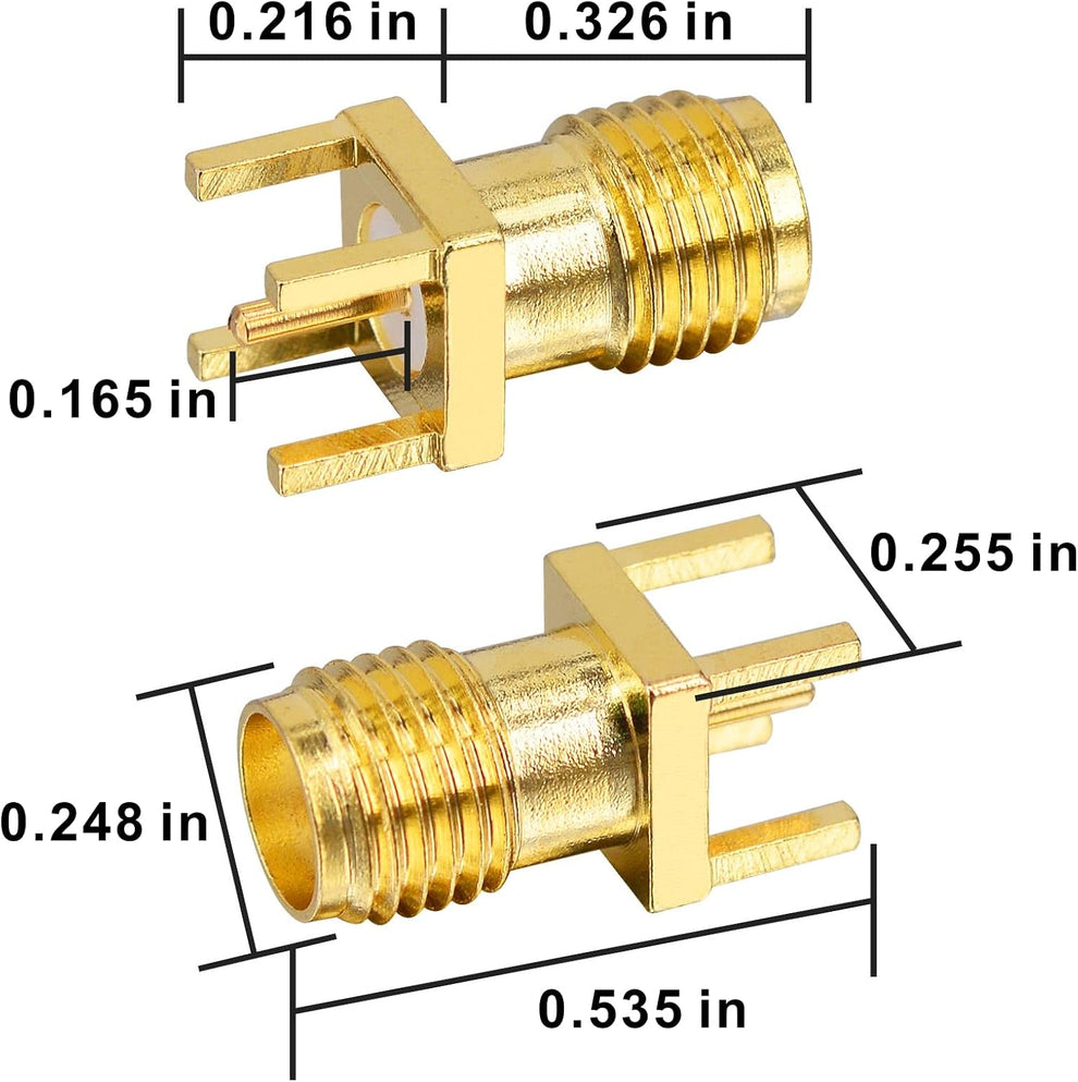 BOOBRIE 10-Pack SMA Female Base Socket(Jack), SMA Female PCB Clip Edge
