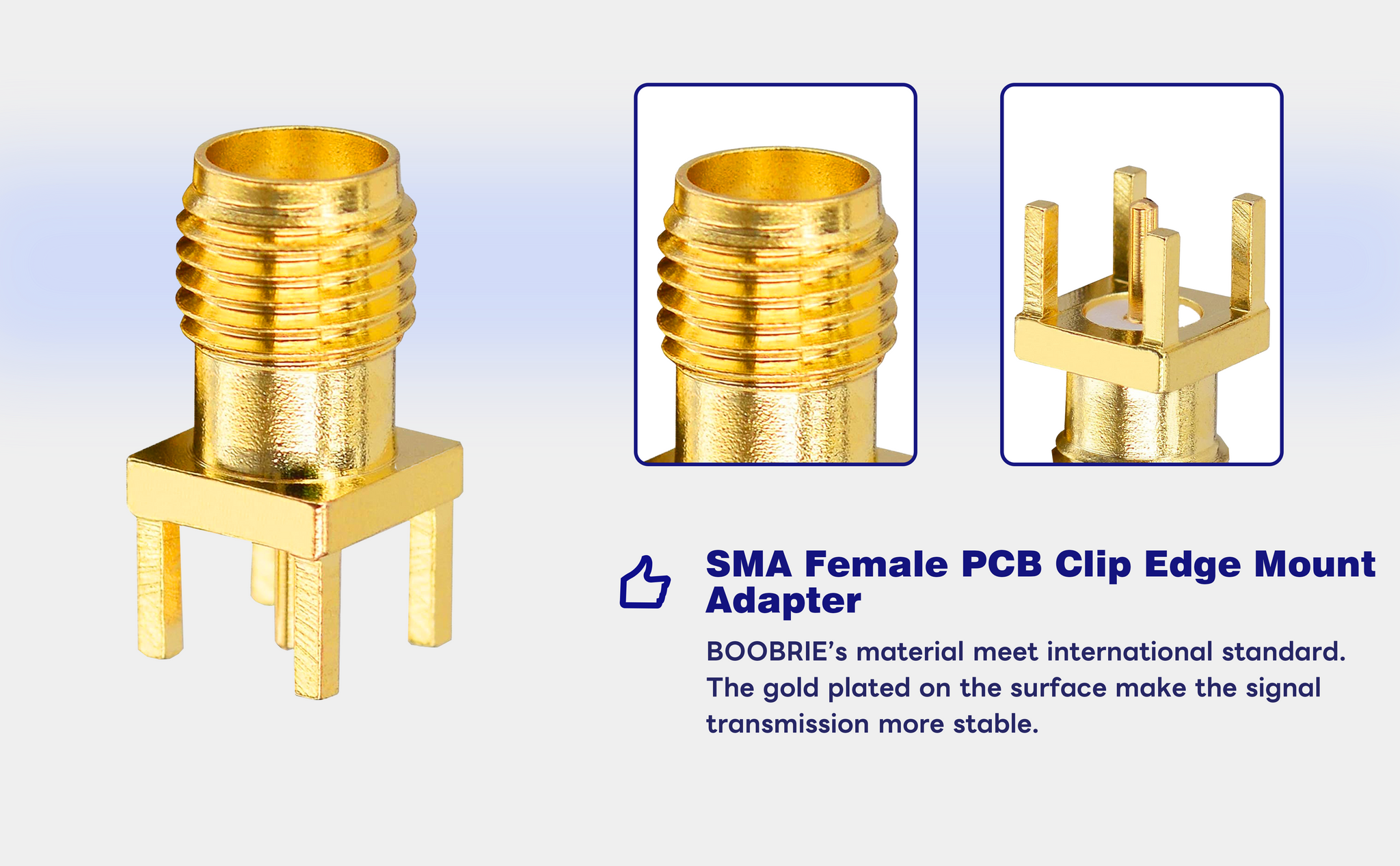 BOOBRIE 10-Pack SMA Female Base Socket(Jack), SMA Female PCB Clip Edge
