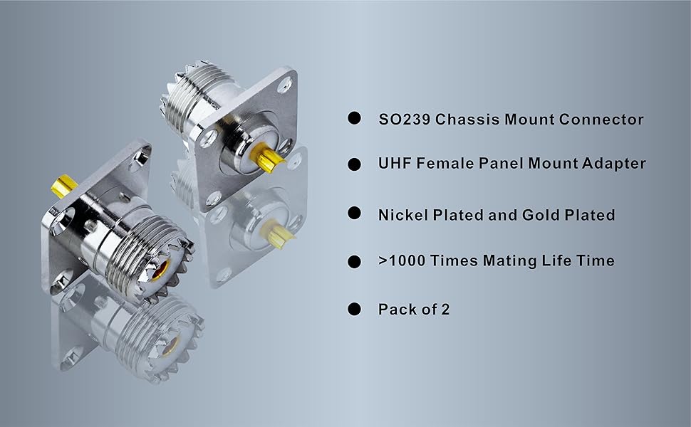 BOOBRIE SO239 Connector UHF Female SO-239 4 Hole Chassis Mount Connect