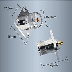 BOOBRIE SO239 Connector UHF Female SO-239 4 Hole Chassis Mount Connect