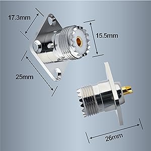 BOOBRIE SO239 Connector UHF Female SO-239 4 Hole Chassis Mount Connect